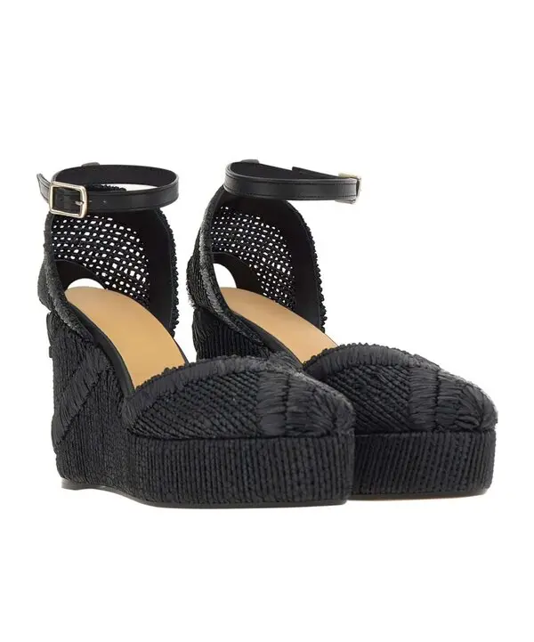 CastaÑer Charmie Ankle-strap Platform Espadrilles - Black