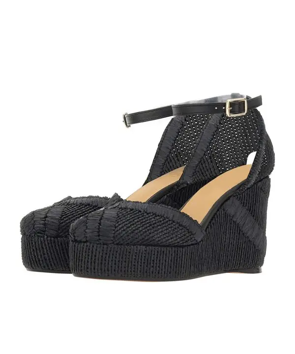 CastaÑer Charmie Ankle-strap Platform Espadrilles - Black