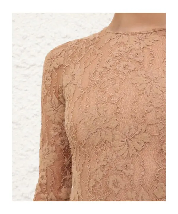 Zimmermann Long Sleeve Floral Lace Bodysuit