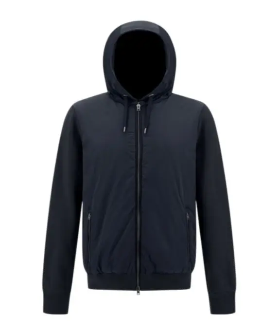 Herno Zip-up Hooded Drawstring Jacket - Black