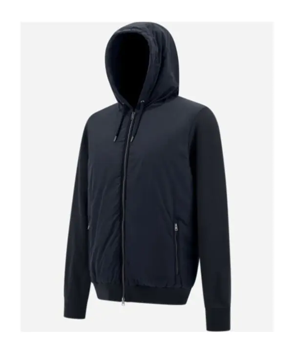 Herno Zip-up Hooded Drawstring Jacket - Black