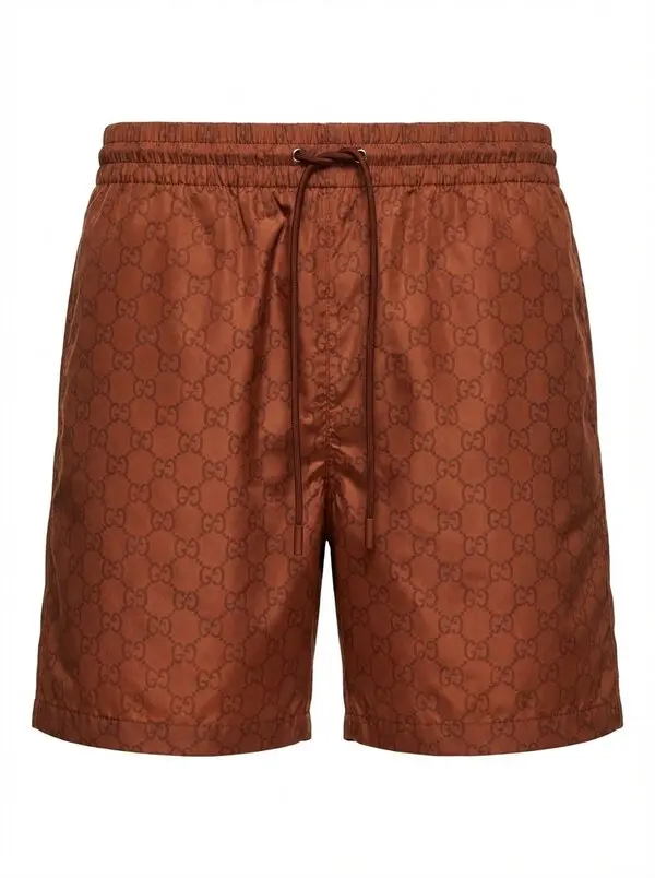 Gucci Monogram Drawstring Swimwear - Brown