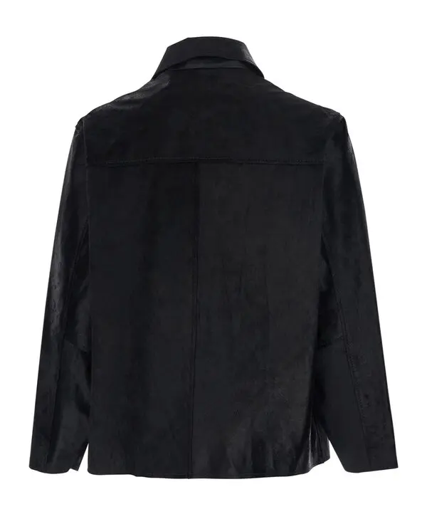 SUNFLOWER Wide Collar Ponyskin Jacket