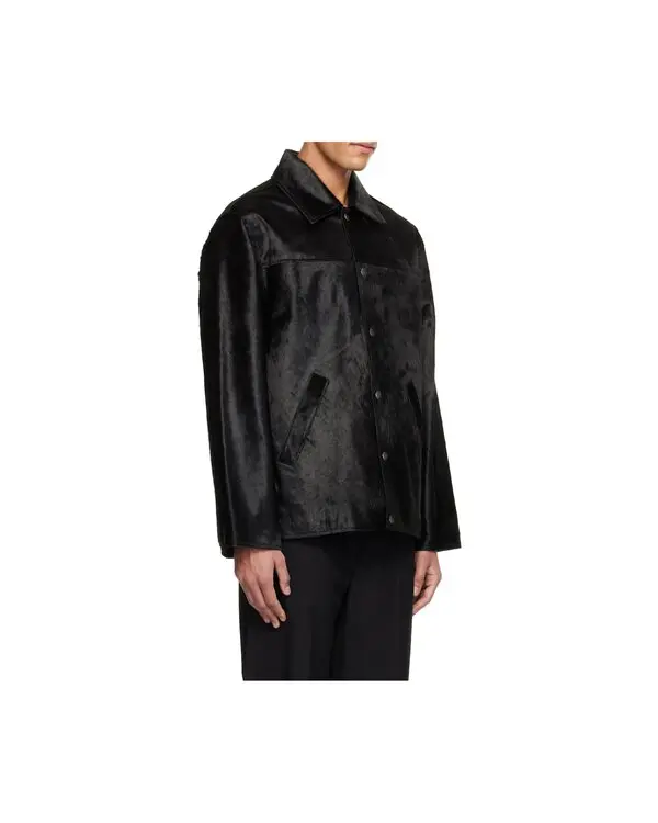 SUNFLOWER Wide Collar Ponyskin Jacket