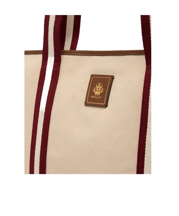 Bally Striped Panel Canvas Tote Bag - Light Brown