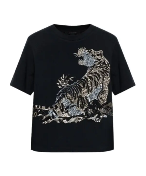 ALLSAINTS Lisa Sequin Tiger T-shirt - Black