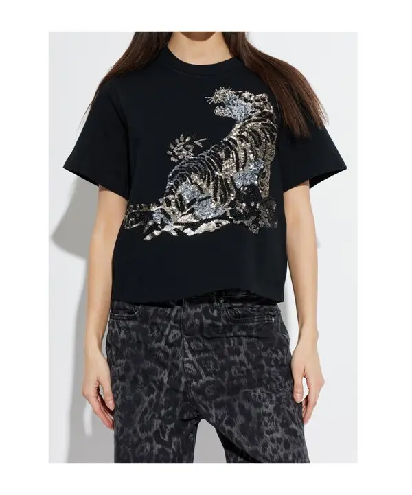 ALLSAINTS Lisa Sequin Tiger T-shirt - Black