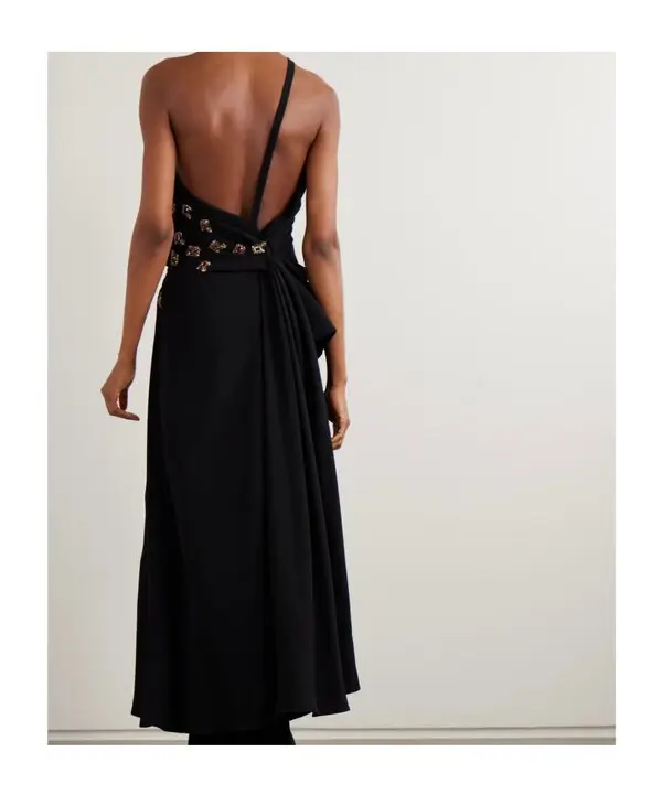 Dries Van Noten One-shoulder Asymmetric Draped Embellished Crepe Top