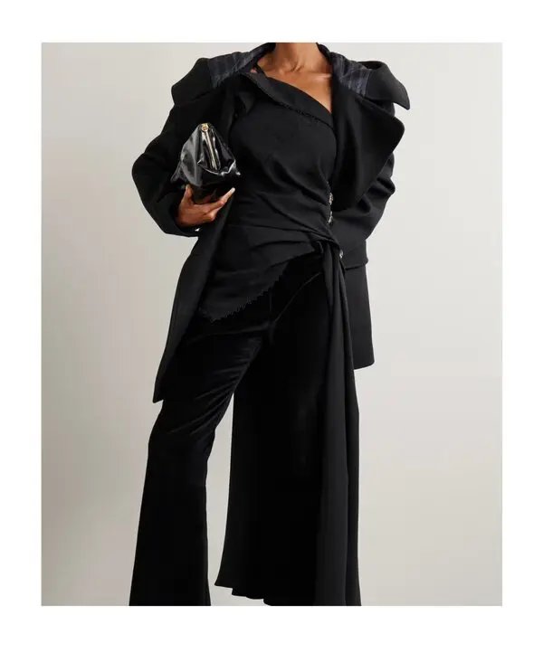 Dries Van Noten One-shoulder Asymmetric Draped Embellished Crepe Top