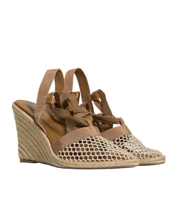 CHRISTIAN LOUBOUTIN Toleda Espadrille Wedge Sandals - Camel