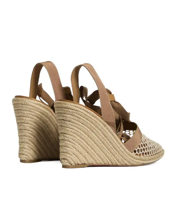 CHRISTIAN LOUBOUTIN Toleda Espadrille Wedge Sandals - Camel
