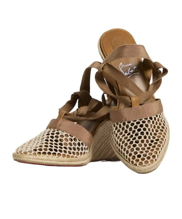 CHRISTIAN LOUBOUTIN Toleda Espadrille Wedge Sandals - Camel