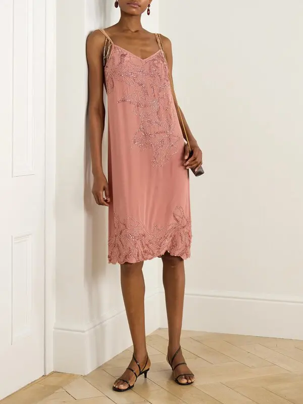 Dries Van Noten Sleeveless V-neck Embellished Dress