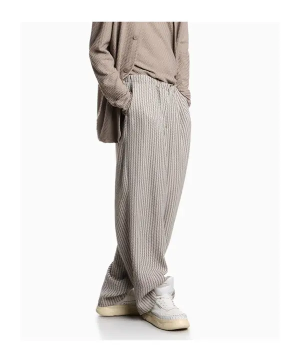 Emporio Armani 3d Striped Jacquard Fabric Trousers
