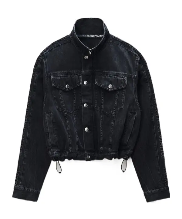 Alexander Wang Aged Denim Zip-up Track Jacket