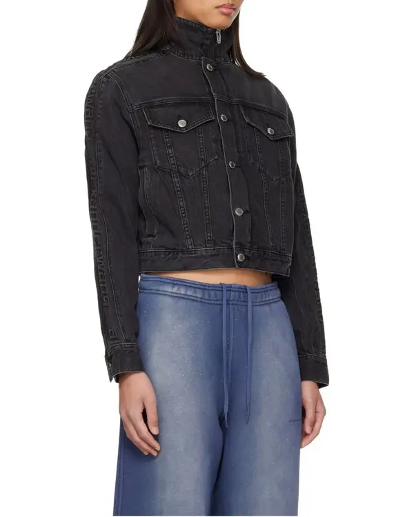 Alexander Wang Aged Denim Zip-up Track Jacket