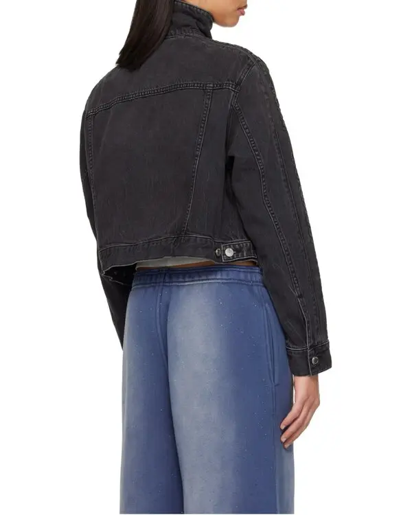 Alexander Wang Aged Denim Zip-up Track Jacket