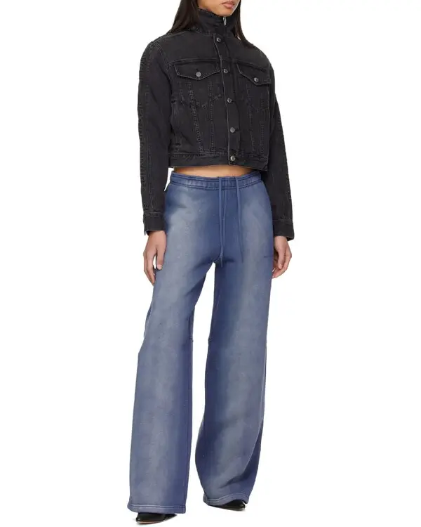 Alexander Wang Aged Denim Zip-up Track Jacket