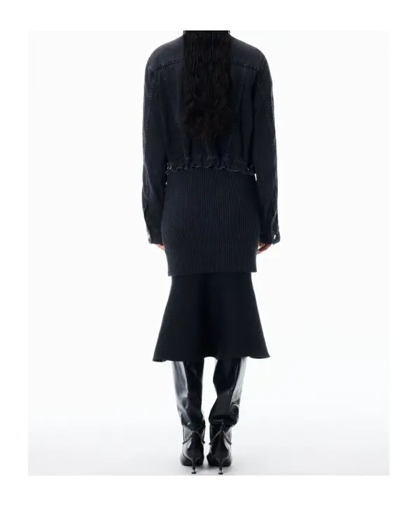 Alexander Wang Aged Denim Zip-up Track Jacket