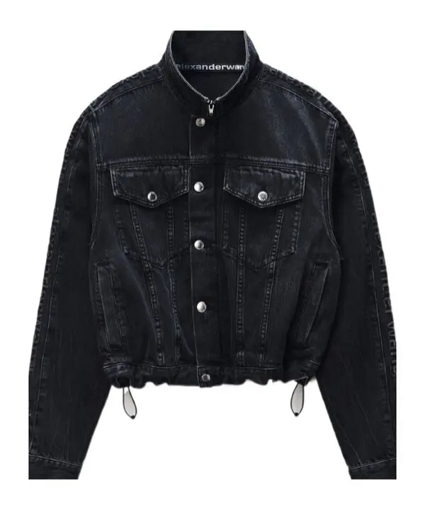 Alexander Wang Aged Denim Zip-up Track Jacket - Grey