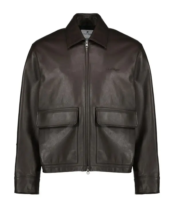 COURREGES Double-pocket Lapel Leather Jacket