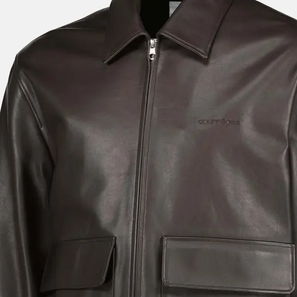 COURREGES Double-pocket Lapel Leather Jacket