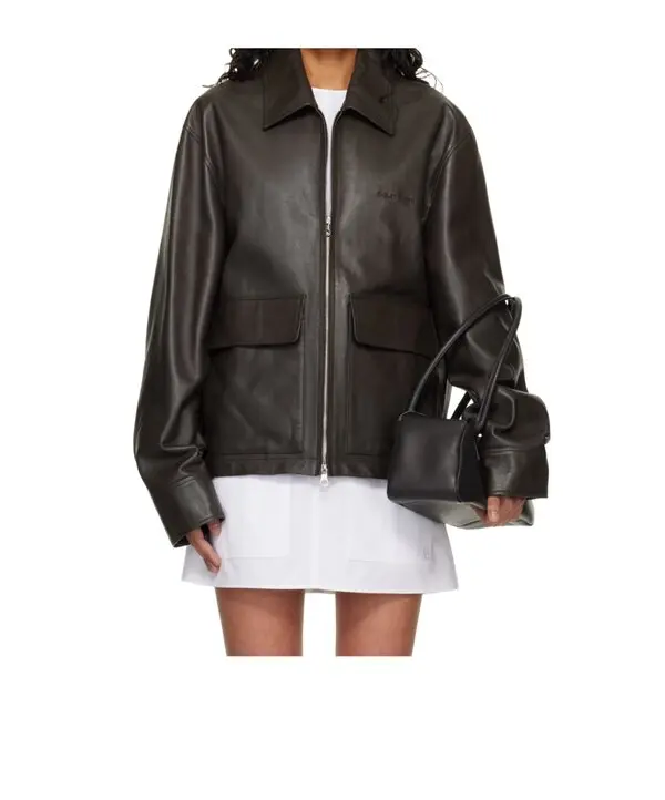 COURREGES Double-pocket Lapel Leather Jacket
