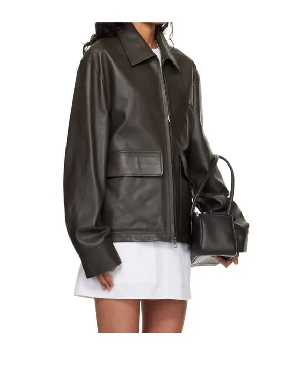COURREGES Double-pocket Lapel Leather Jacket
