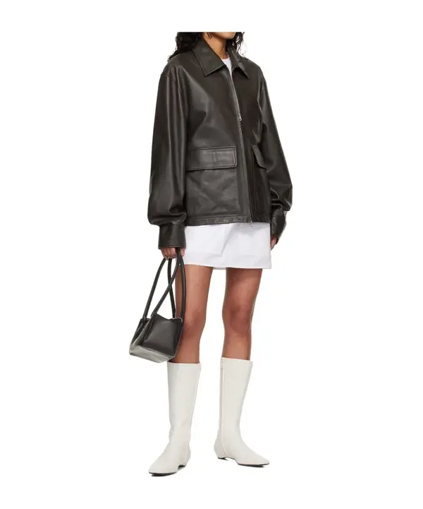 COURREGES Double-pocket Lapel Leather Jacket