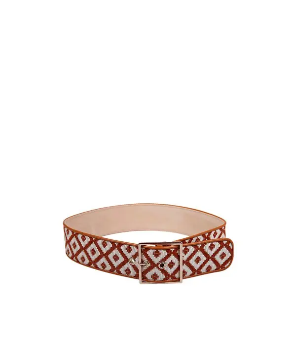 Max Mara Raffia-effect Wide Fabric Belt - Nude