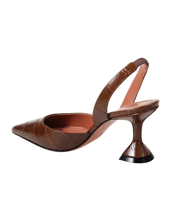 Amina Muaddi Pointed Toe High Heeled Sandals - Brown