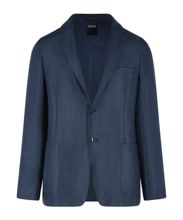 Zegna Single Breasted Tailored Jacket - Blue