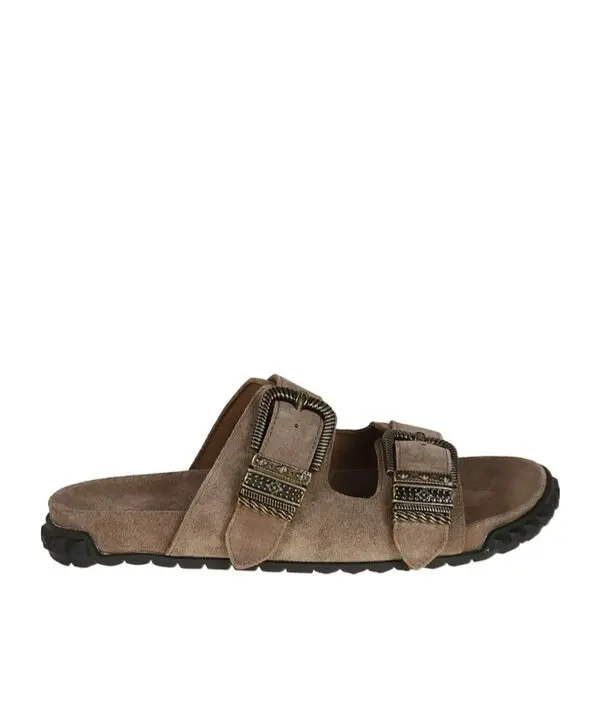 Ash Round-toe Slippers - Brown