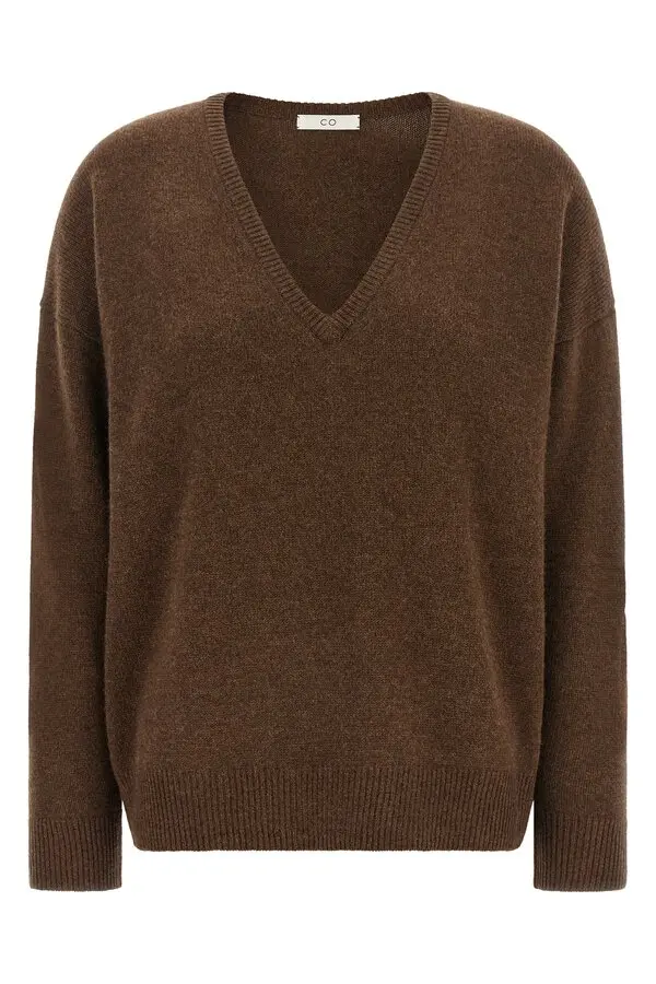 Co V-neck Long Sleeve Knitted Sweater - Brown
