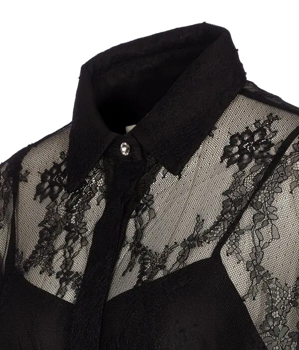 Liu Jo Lace Shirt With Classic Collar - Black