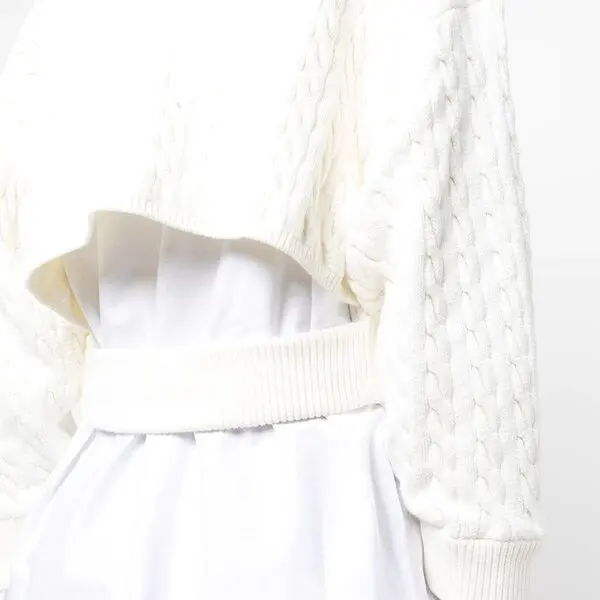 Alexander Wang Bi-layer Cable Knit Cardigan With Poplin Shirt