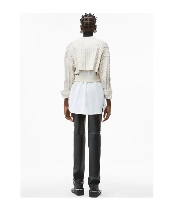 Alexander Wang Bi-layer Cable Knit Cardigan With Poplin Shirt