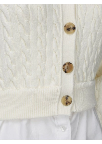 Alexander Wang Bi-layer Cable Knit Cardigan With Poplin Shirt