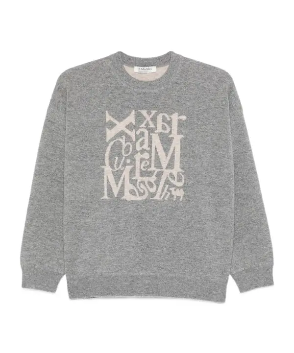 Max Mara Crew Neck Sweater In Wool And Cashmere Blend - Gray