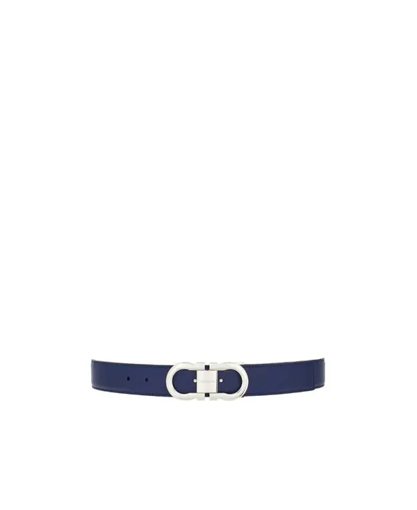 FERRAGAMO Double-sided Gancini Belt - Midnight Blue/black