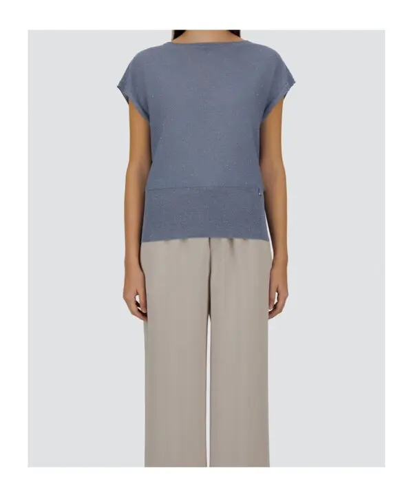 Herno Sequin Embellished Short-sleeved Jumper - Light Blue