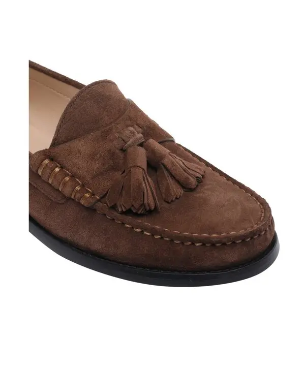 STUART WEITZMAN Suede Loafers With Tassel Detail - Black