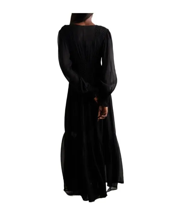 LoveShackFancy Evalina Smocked Chiffon Maxi Dress