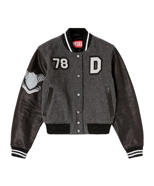 DIESEL® Embroidered Varsity Jacket - Black