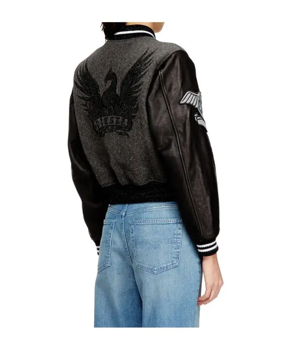 DIESEL® Embroidered Varsity Jacket - Black