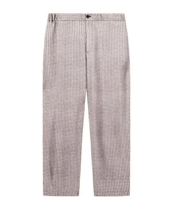 Giorgio Armani Printed Viscose Flat-front Trousers - Beige