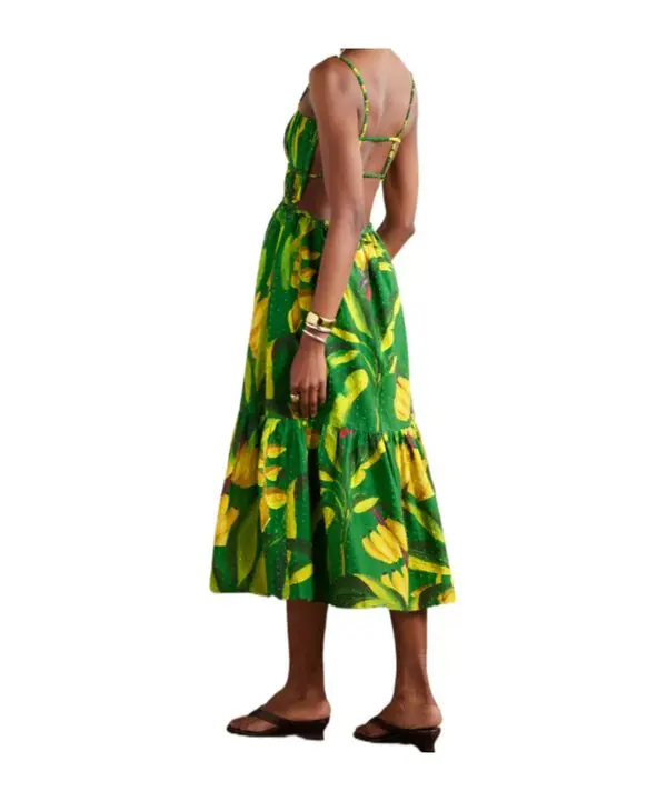 Farm Rio Strappy Midi Dress With Tropical Print