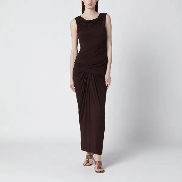 ENTIRE STUDIOS Drape Sleeveless Maxi Dress - Black