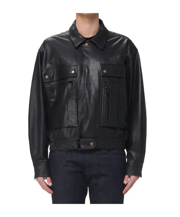 Emporio Armani Leather Jacket With Turn-down Collar