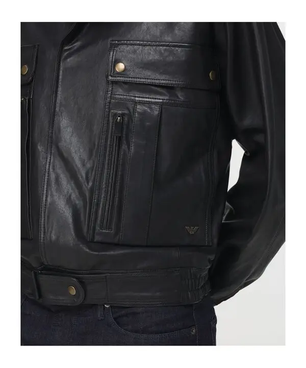 Emporio Armani Leather Jacket With Turn-down Collar